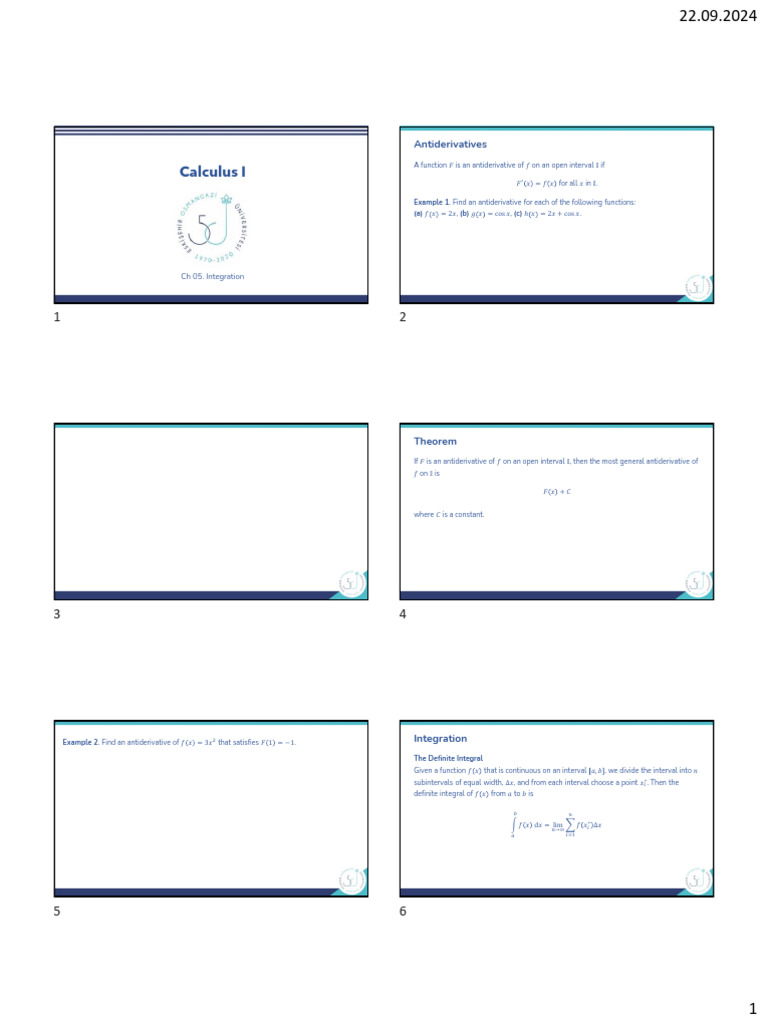 CH 05 - Integration - Handouts | PDF | Integral | Mathematical Concepts