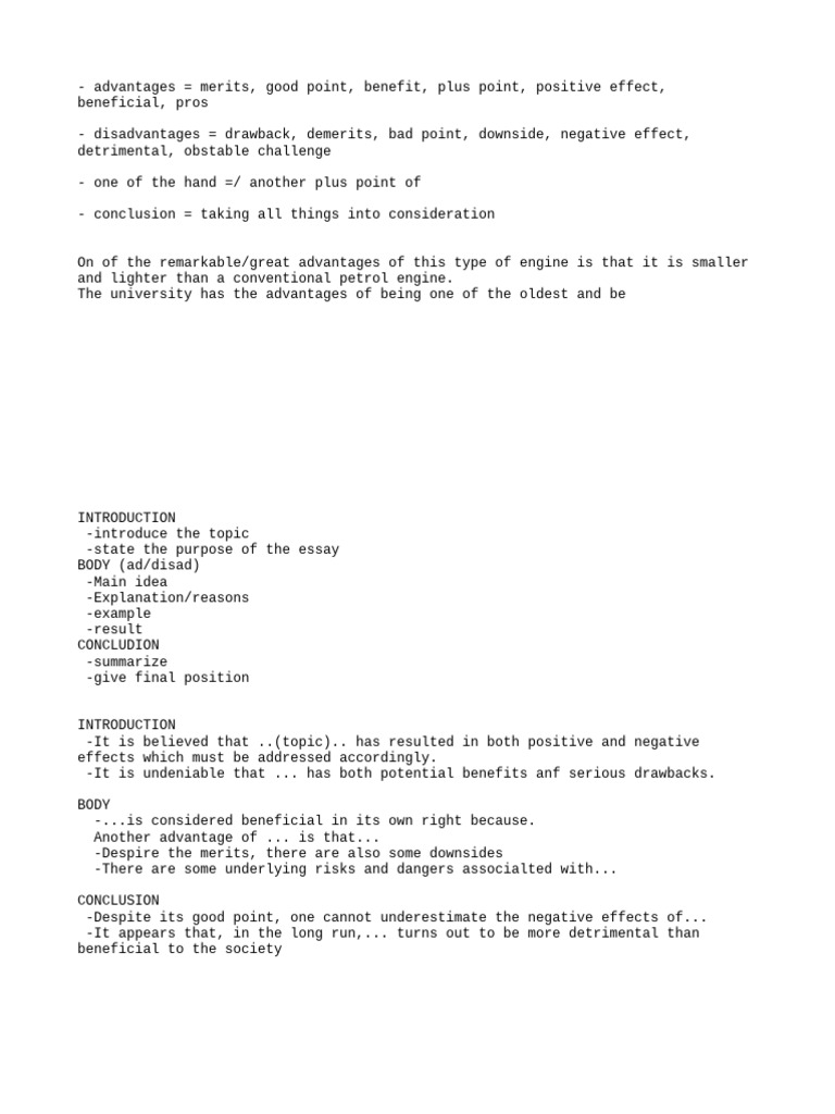 Advantages Merits, Good Point | PDF