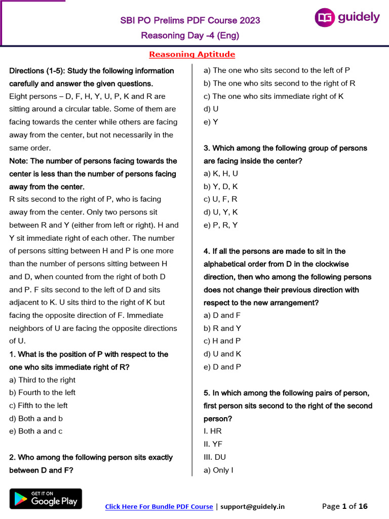 DAY 4 of SBI GUDELY Best MCQ List | PDF