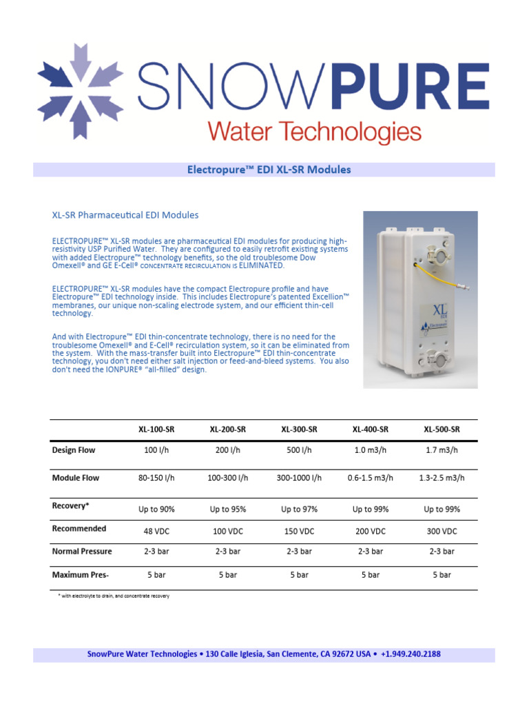 SnowPure XL SR Datasheet 2022 | PDF | Applied And Interdisciplinary ...