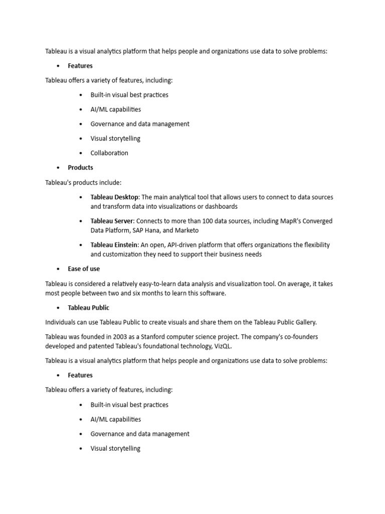 Tableau | PDF | Software | Analytics