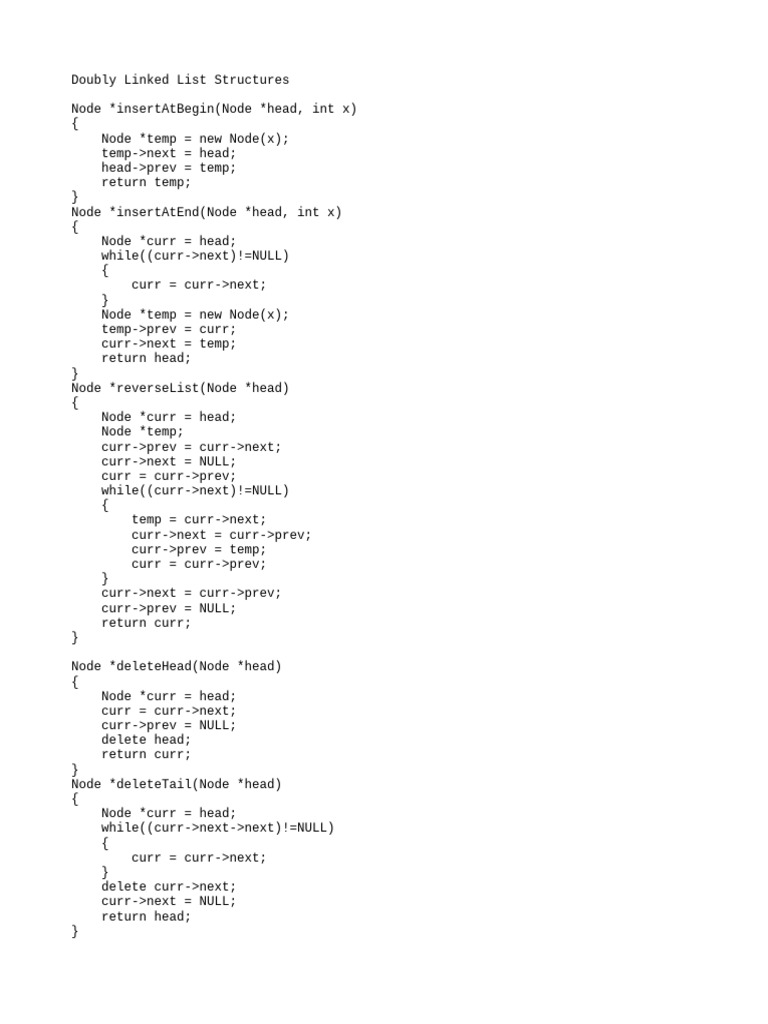 Doubly Linked List Operations Guide | PDF