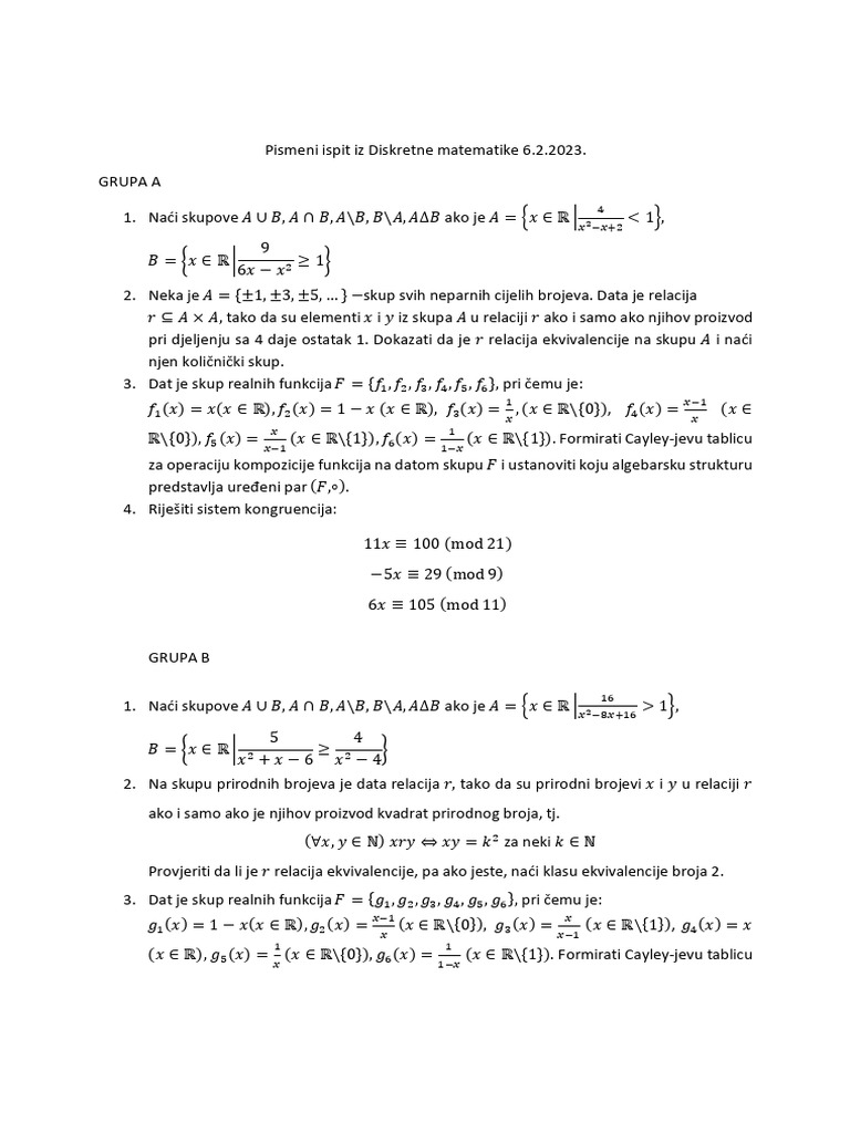 Diskretna Matematika 2023 | PDF