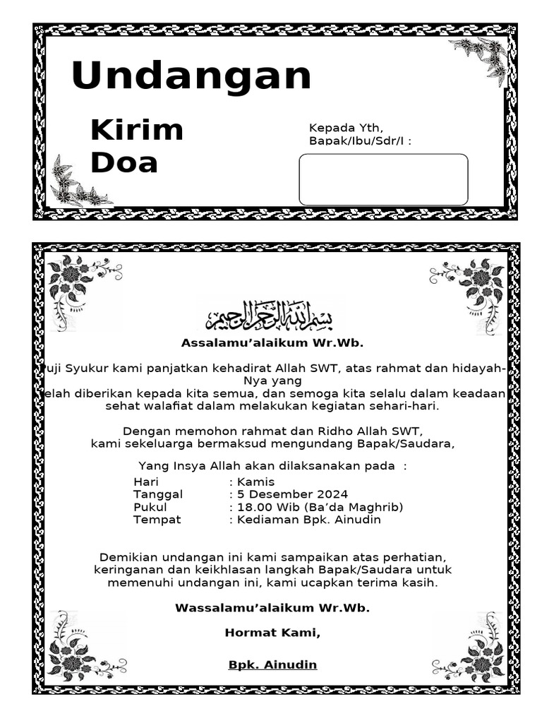 Undangan Kirim Doa-1 | PDF