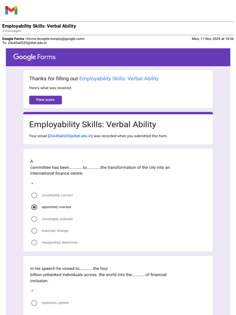 Gmail - Employability Skills - Verbal Ability | PDF | Phrase | Linguistics