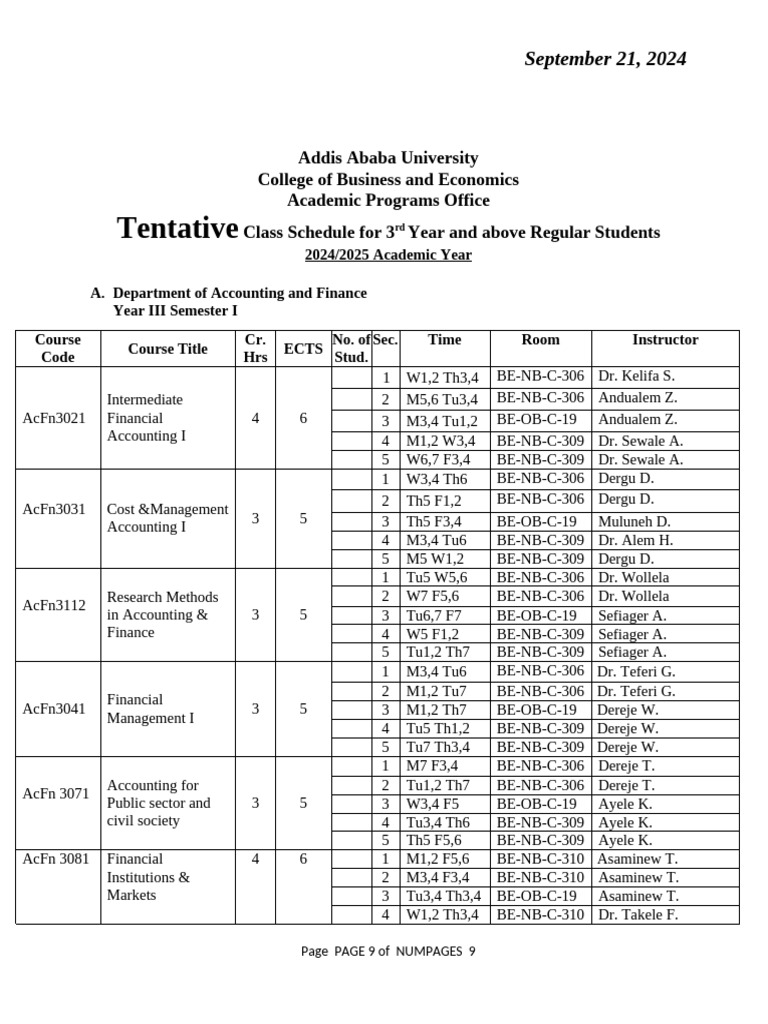 Tentative_Class_Schedule_for_3rd_and_Above_Regular_Students_1st | PDF ...