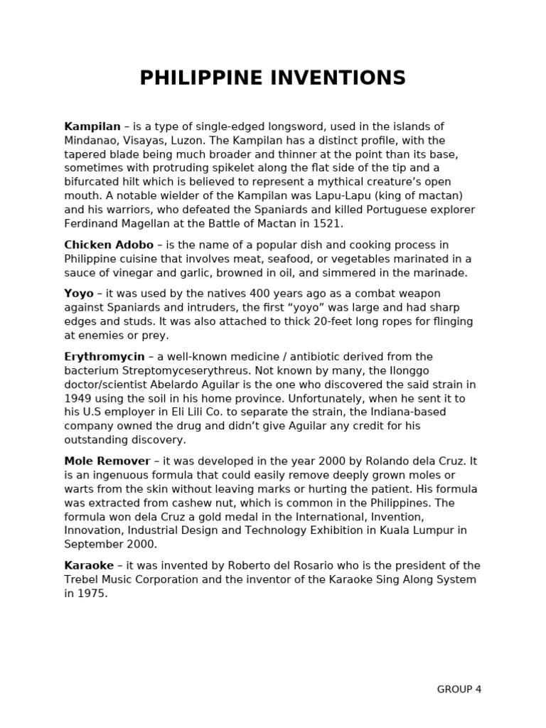 Group 4 Philippine Inventions | PDF