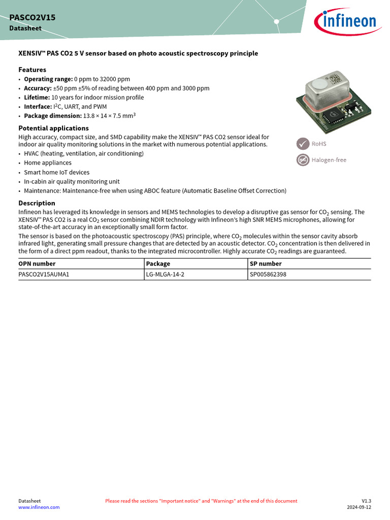 Infineon-PASCO2V15-DataSheet-v01_30-EN | PDF | Sensor | Computer Engineering