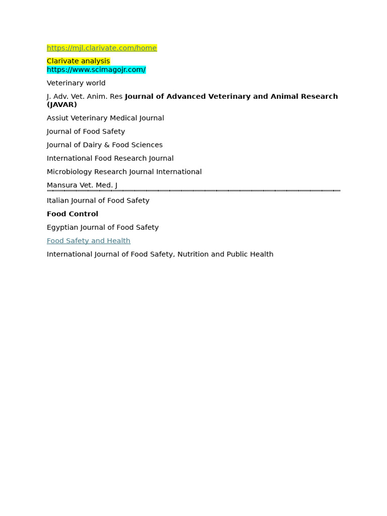 Journals List For Basma | PDF