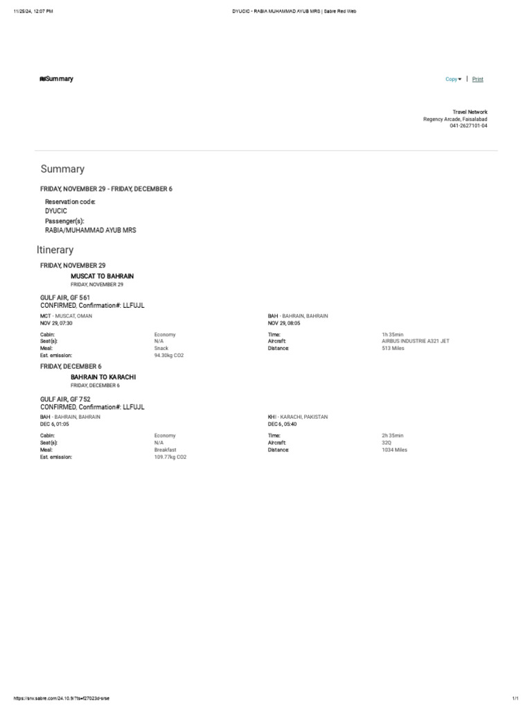 DYUCIC - RABIA MUHAMMAD AYUB MRS - Sabre Red Web | PDF | Airliner | Civil Aviation