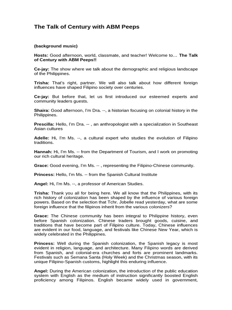 21st-Lit-Script-Talkshow | PDF | Philippines | Festival