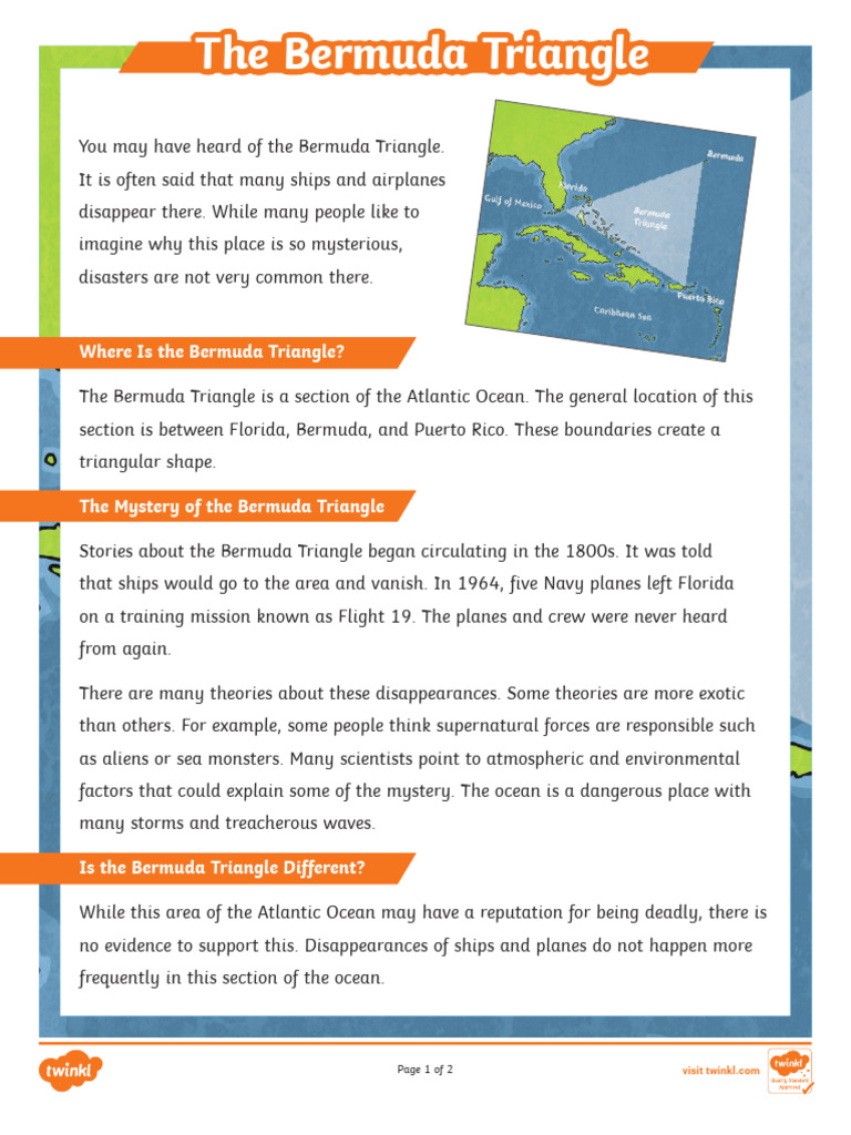 Color Fifth Grade The Bermuda Triangle Reading Passage Comprehension ...