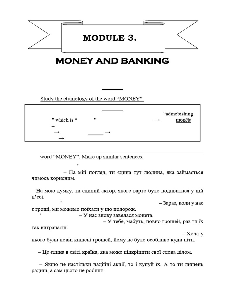 Business English. Unit 3. | PDF | Money | Fiat Money