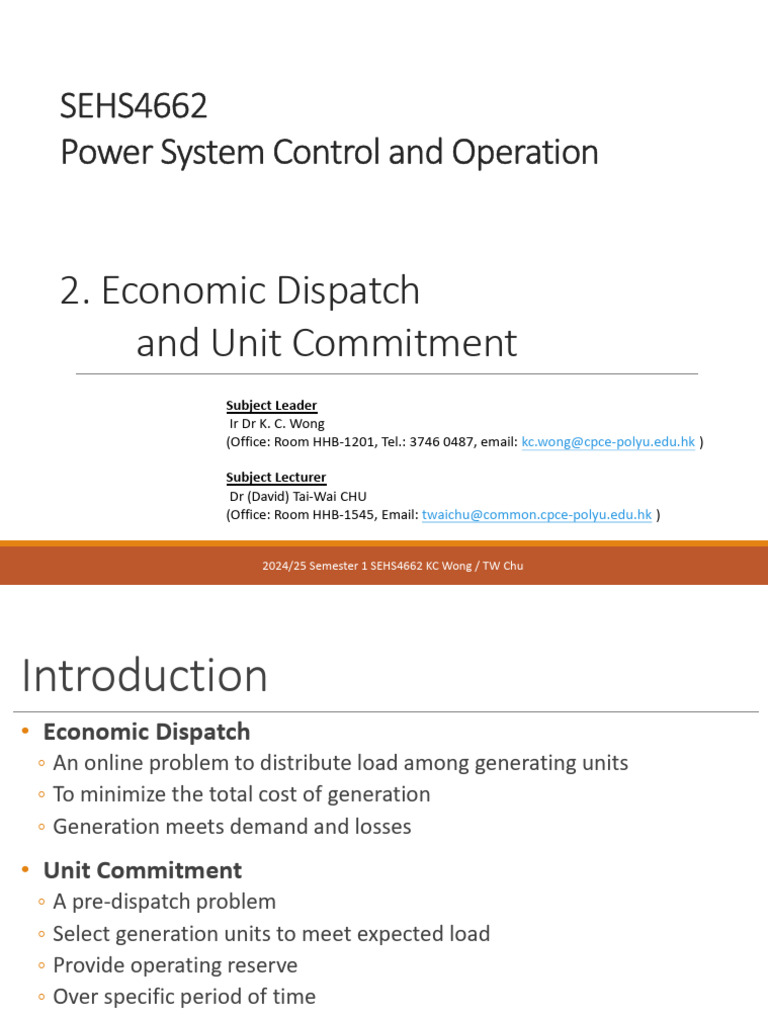 N2. Economic Dispatch and Unit Commitment (20245S1) | PDF | Electricity Generation | Sustainable ...