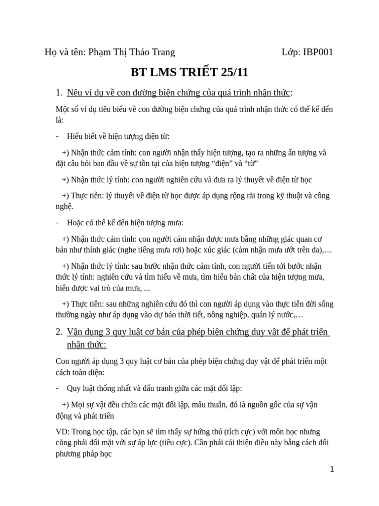 BT TRIẾT LMS 25-11 | PDF