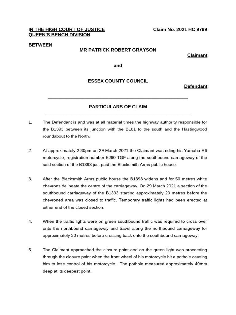 BTC Drafting WS3 Particulars of Claim | PDF | Negligence | Damages