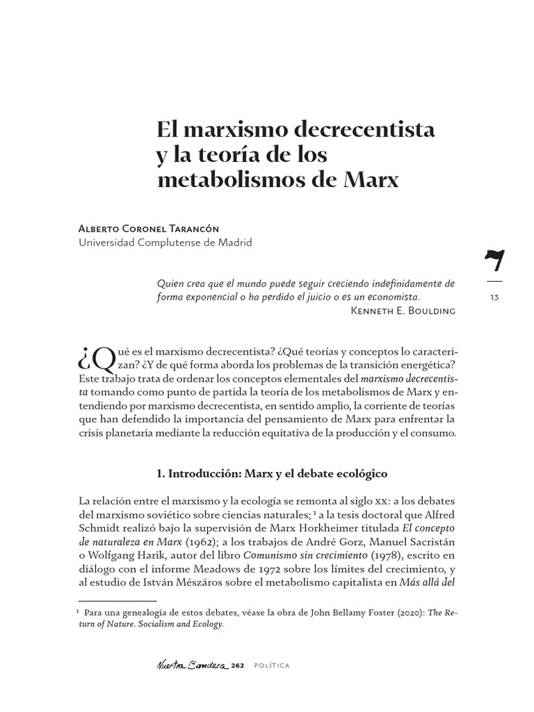 2002 El marxismo decrecentista y los metabolismos de Marx | PDF ...
