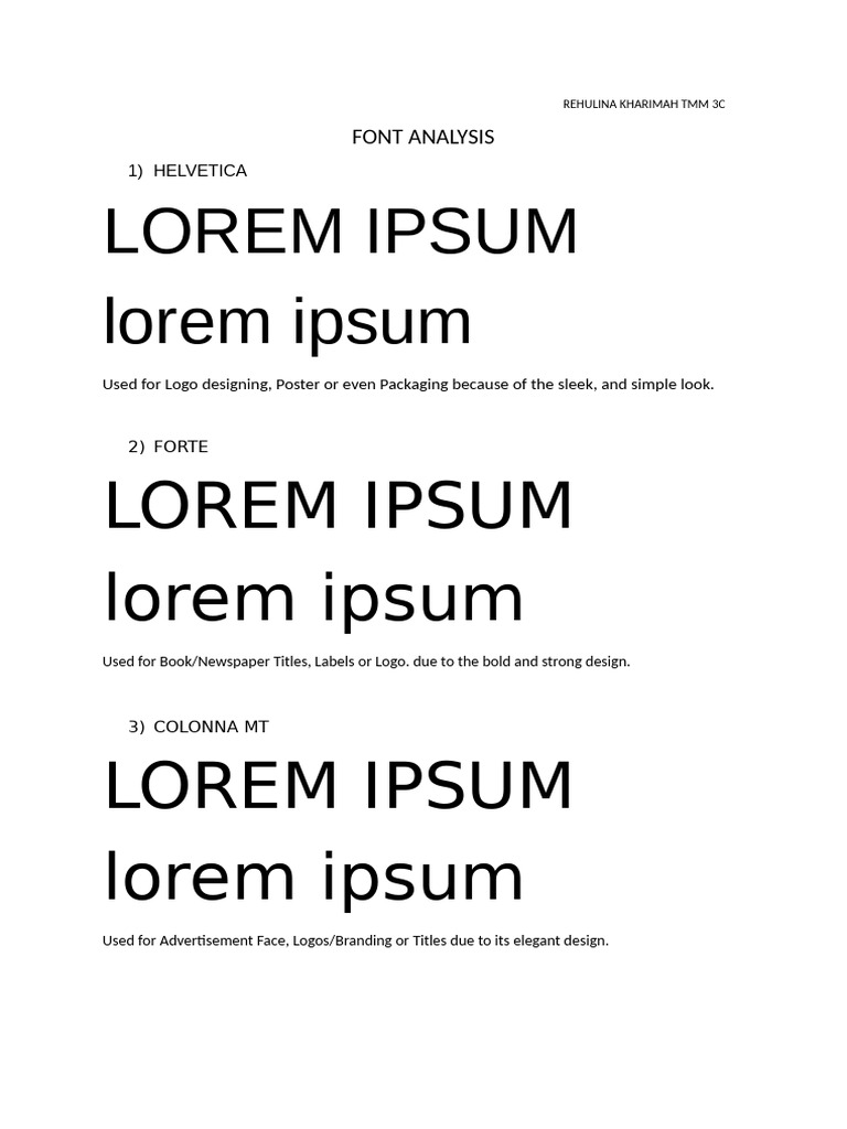 Font Analysis | PDF