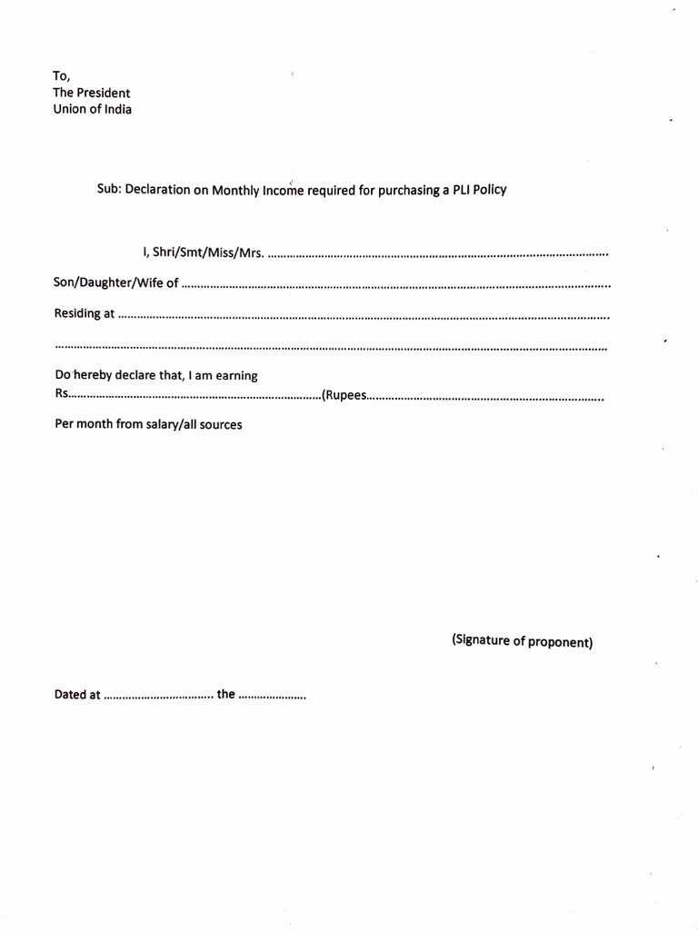 PLI Policy Income Declaration | PDF | Academic Degree | Career And Technical Education