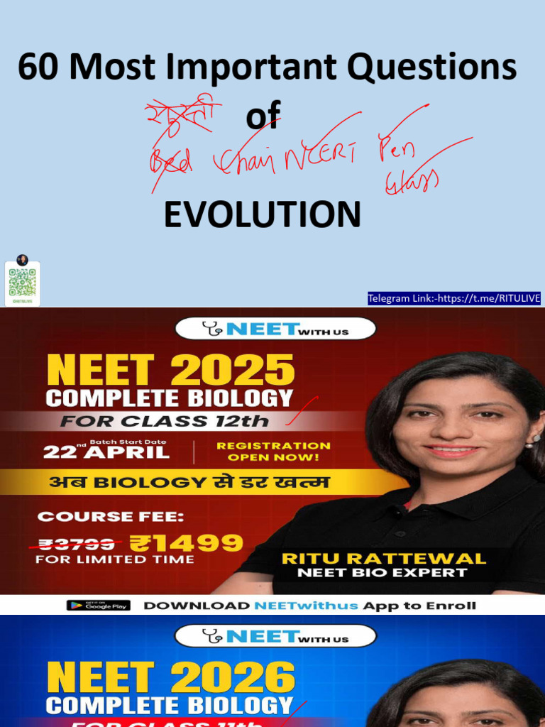 60 Most Important Question of Evolution Compressed Compressed | PDF | Abiogenesis | Fitness ...