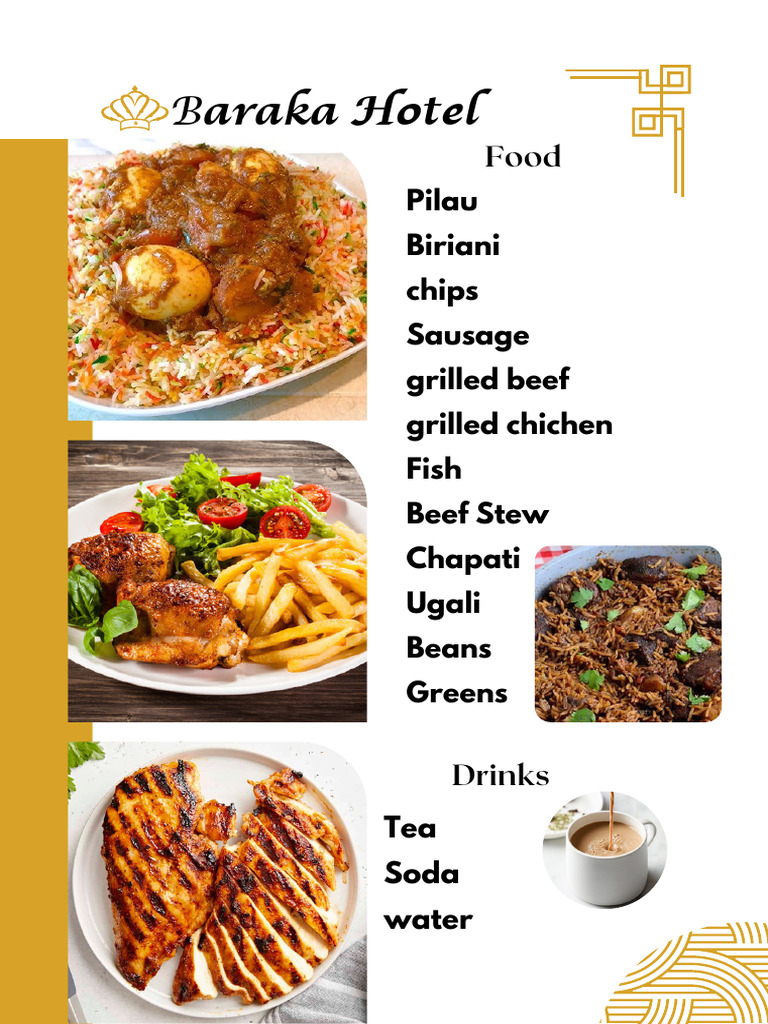 White Gold Modern Food Hotel Menu | PDF