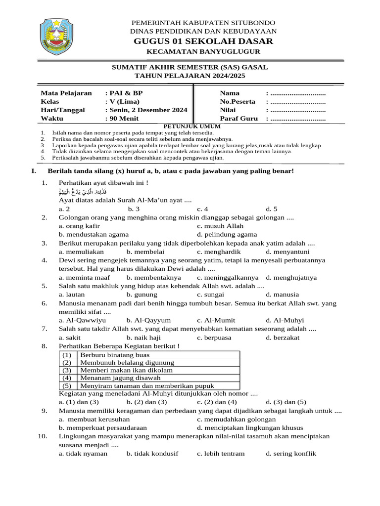 PAI Kelas V_roni FIX | PDF
