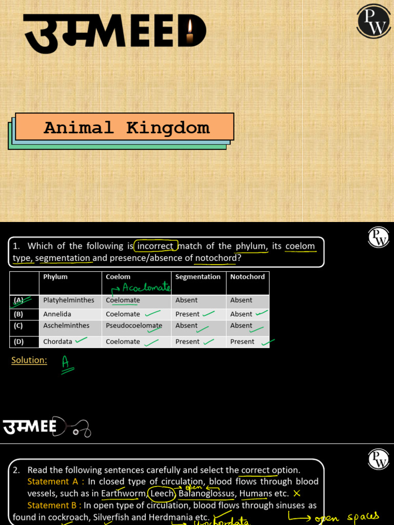 Animal Kingdom _ Practice Sheet Solution | PDF
