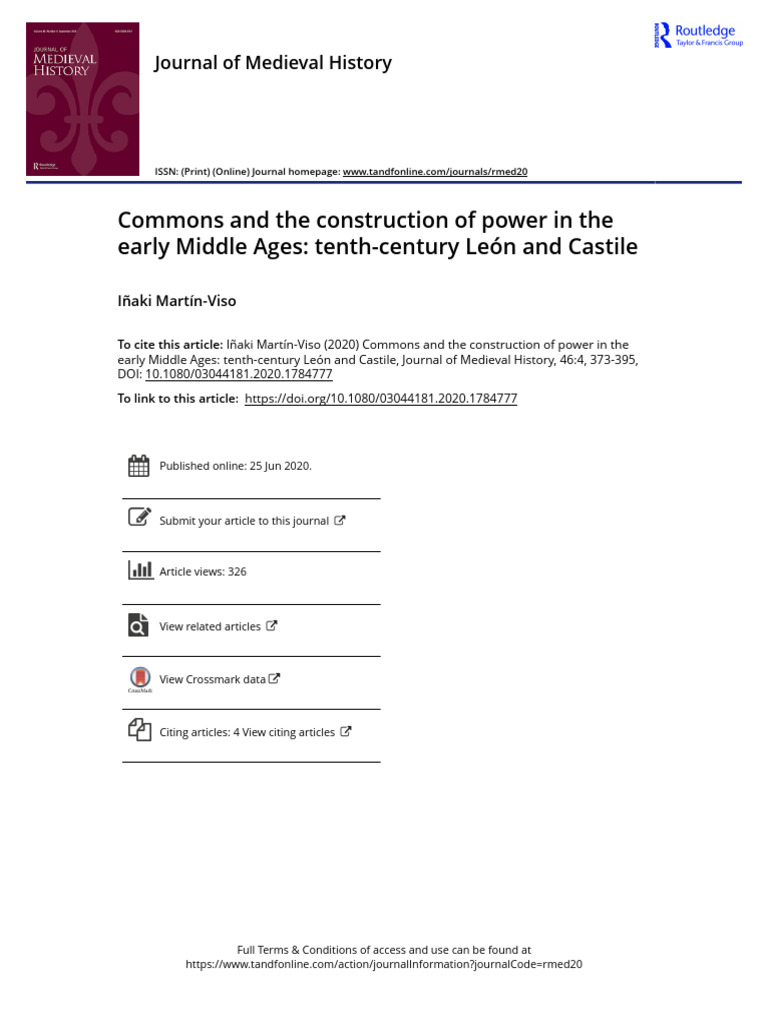 Commons and The Construction of Power in The Early Middle Ages | PDF ...