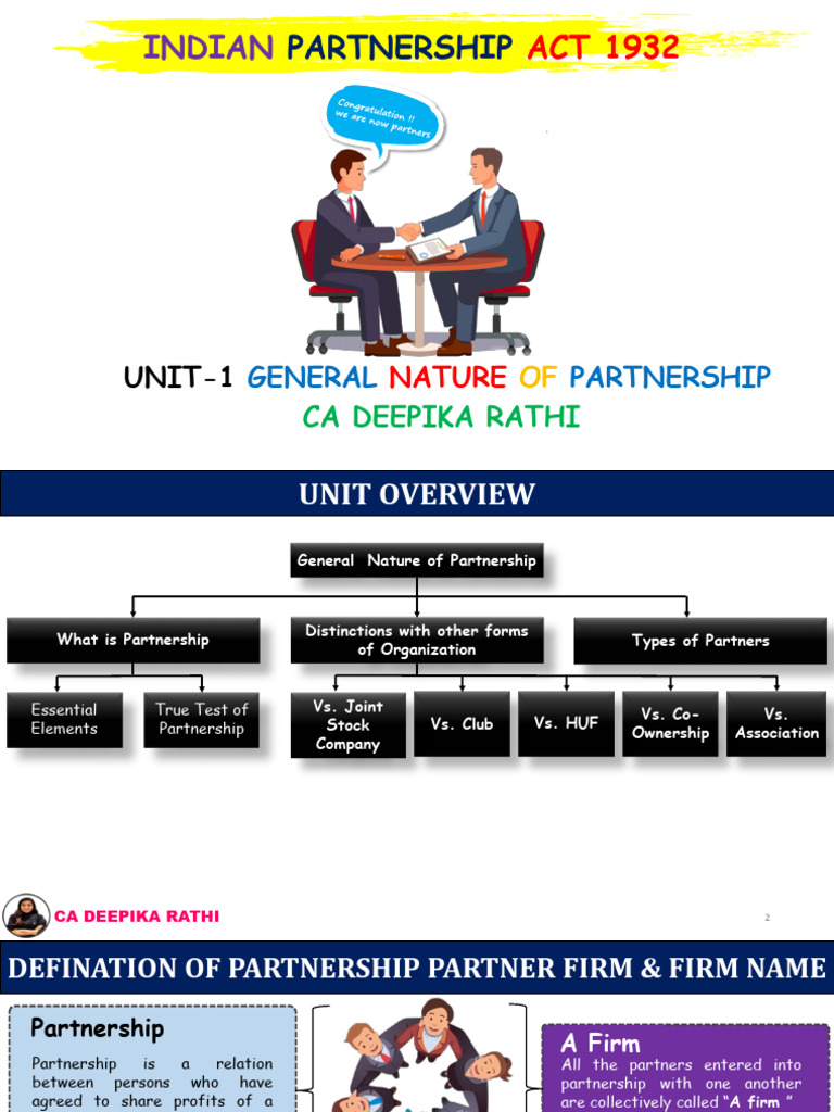Overview of Indian Partnership Act 1932 | PDF | Partnership ...