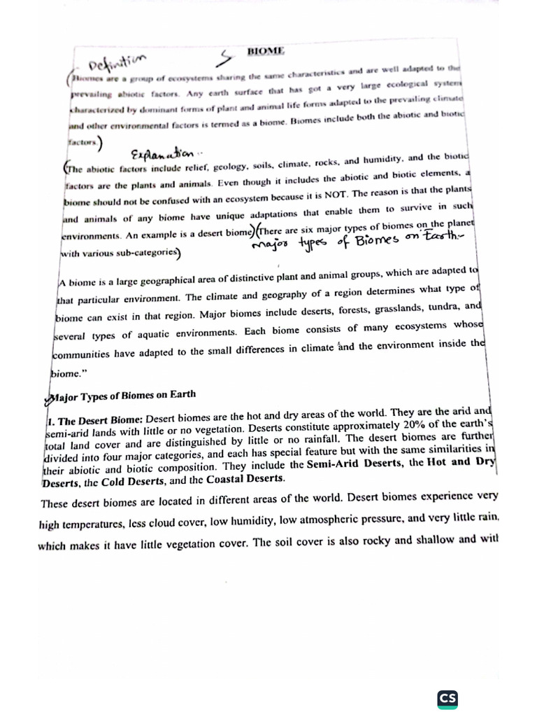 Biome (Major Zoology 1st Year) | PDF