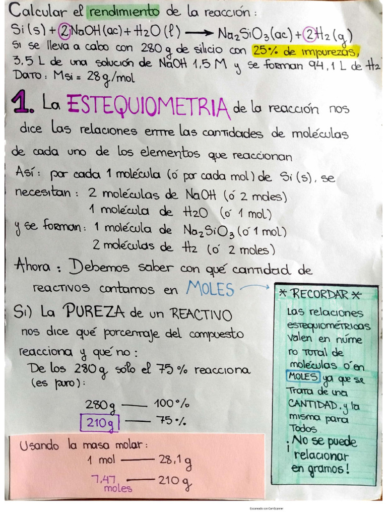 Ejercicio Resuelto - Estequiometría | PDF