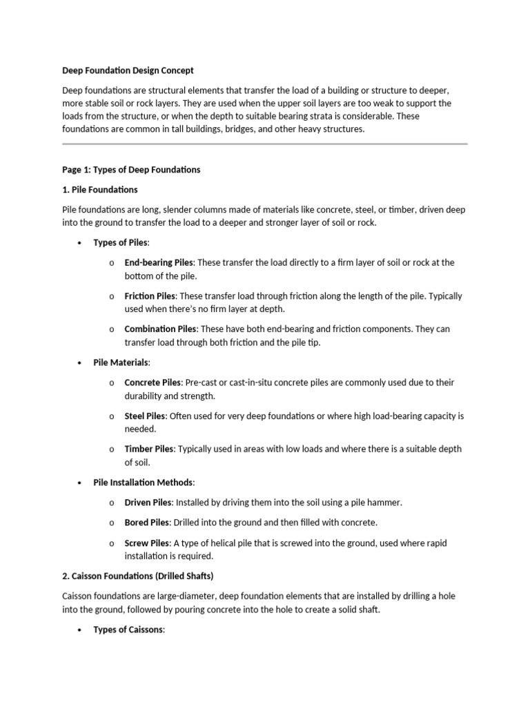 Deep Foundation Design Concept | PDF | Deep Foundation | Foundation ...