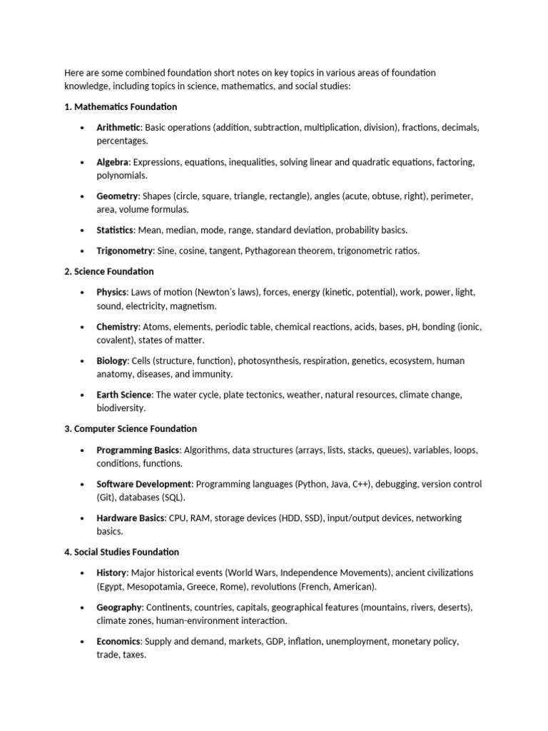Notes On Science Foundation | PDF | Trigonometry | Mathematics