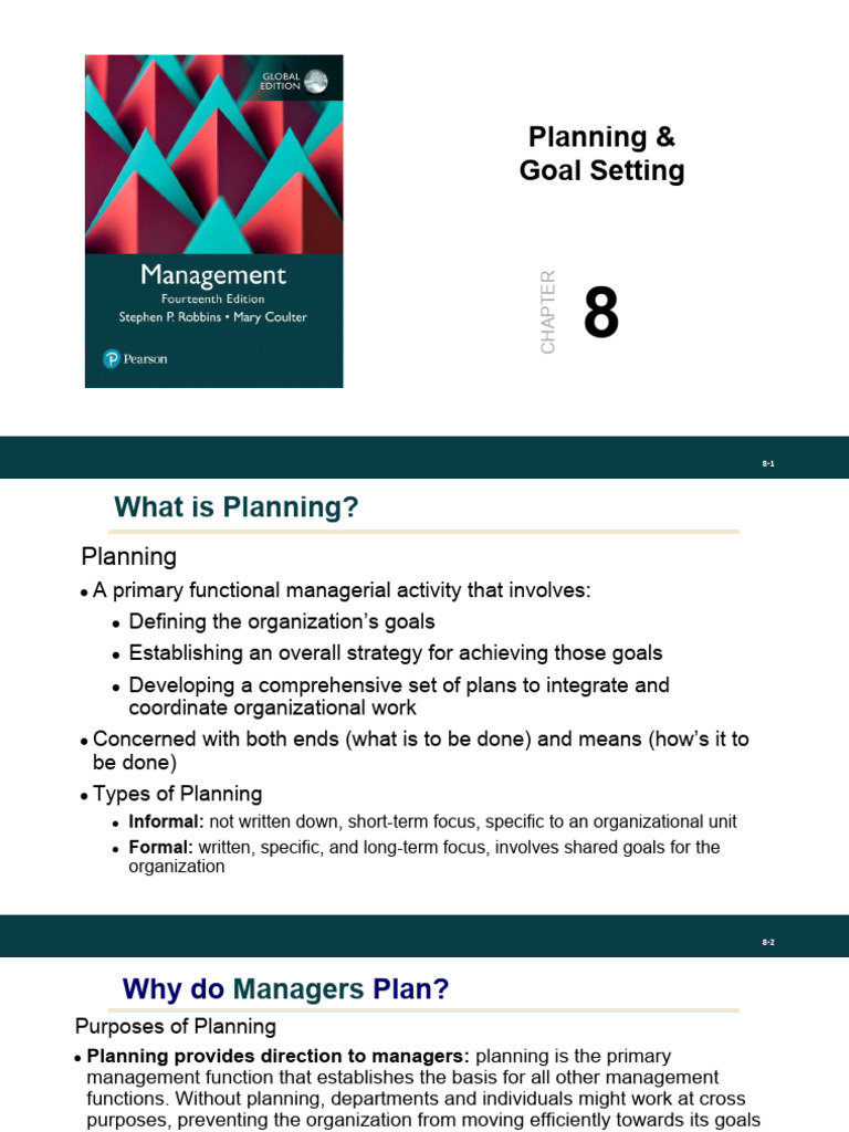 MGT201- CH8 - Planning & Goal Setting | PDF | Goal | Planning
