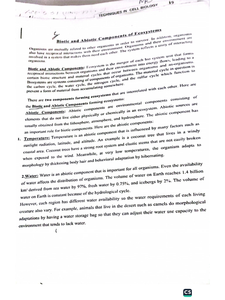 Ecosystem and It's Components (Major Zoology 1st Year) | PDF