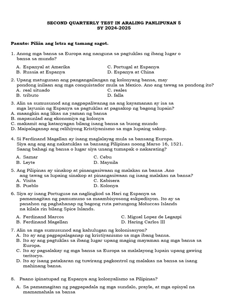 AP 2nd Quarterly Test | PDF