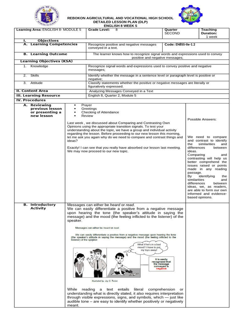 DLP English 8 Module 5 | PDF | Learning | Metaphor