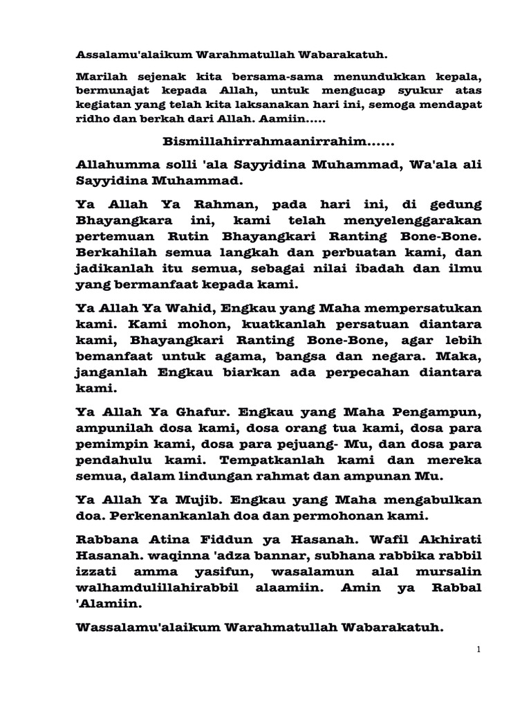 Doa Ranting Bone-Bone | PDF