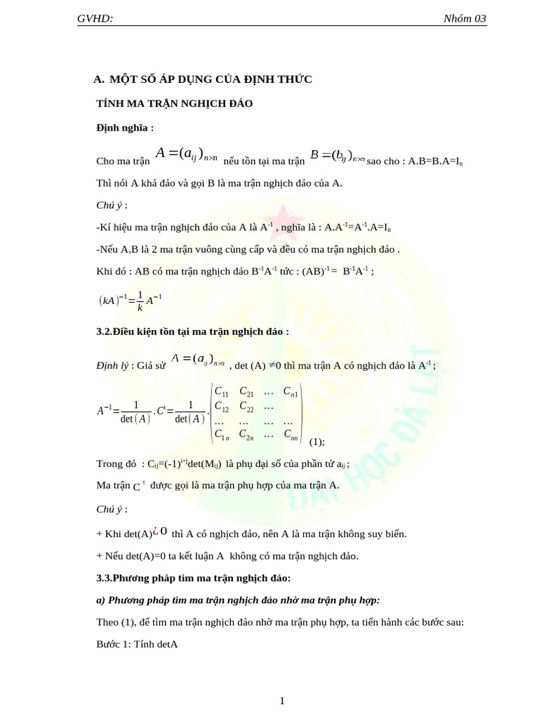 2024.12.03 Mot so ap dung dinh thuc | PDF