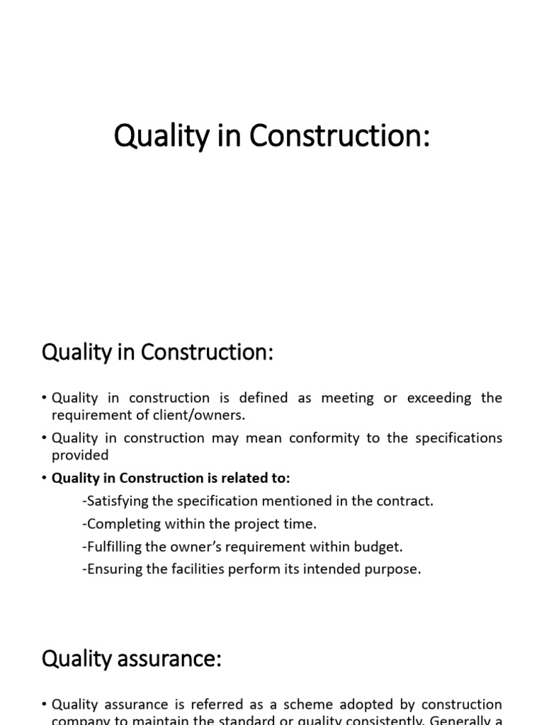 Quality in Construction | PDF | Iso 9000 | Quality Assurance
