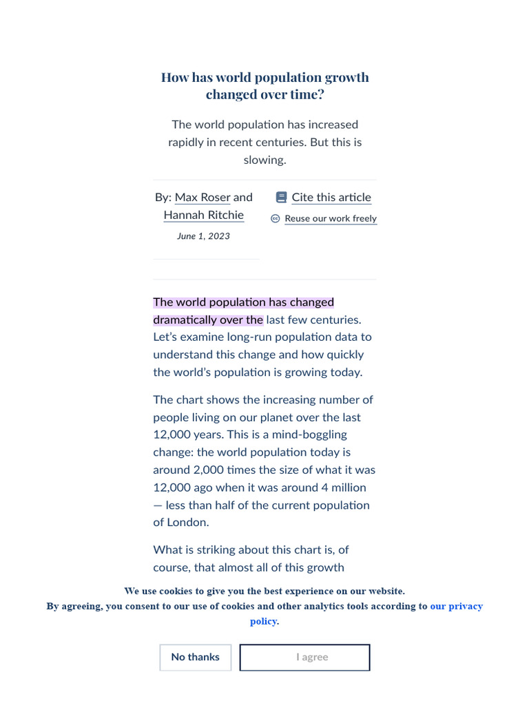 World Population Growth Over Time | PDF | World Population | Population ...