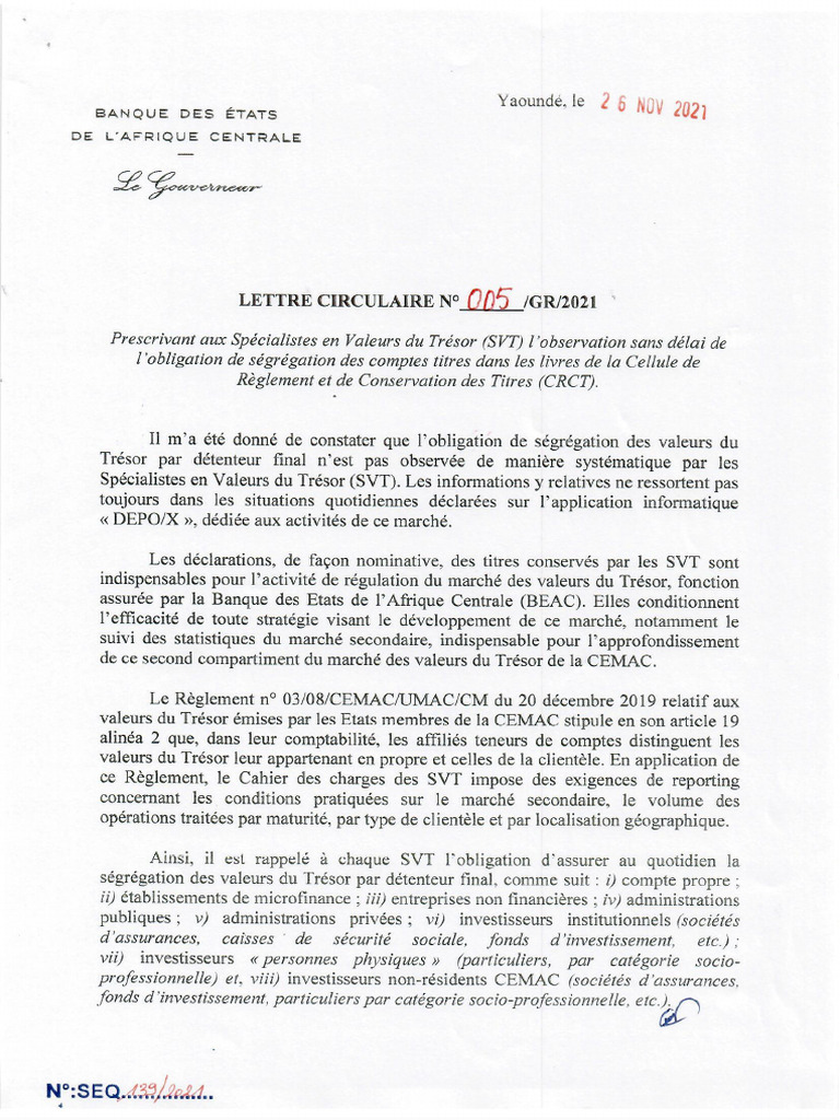 Lettre Circulaire N°005 GR 2021 | PDF