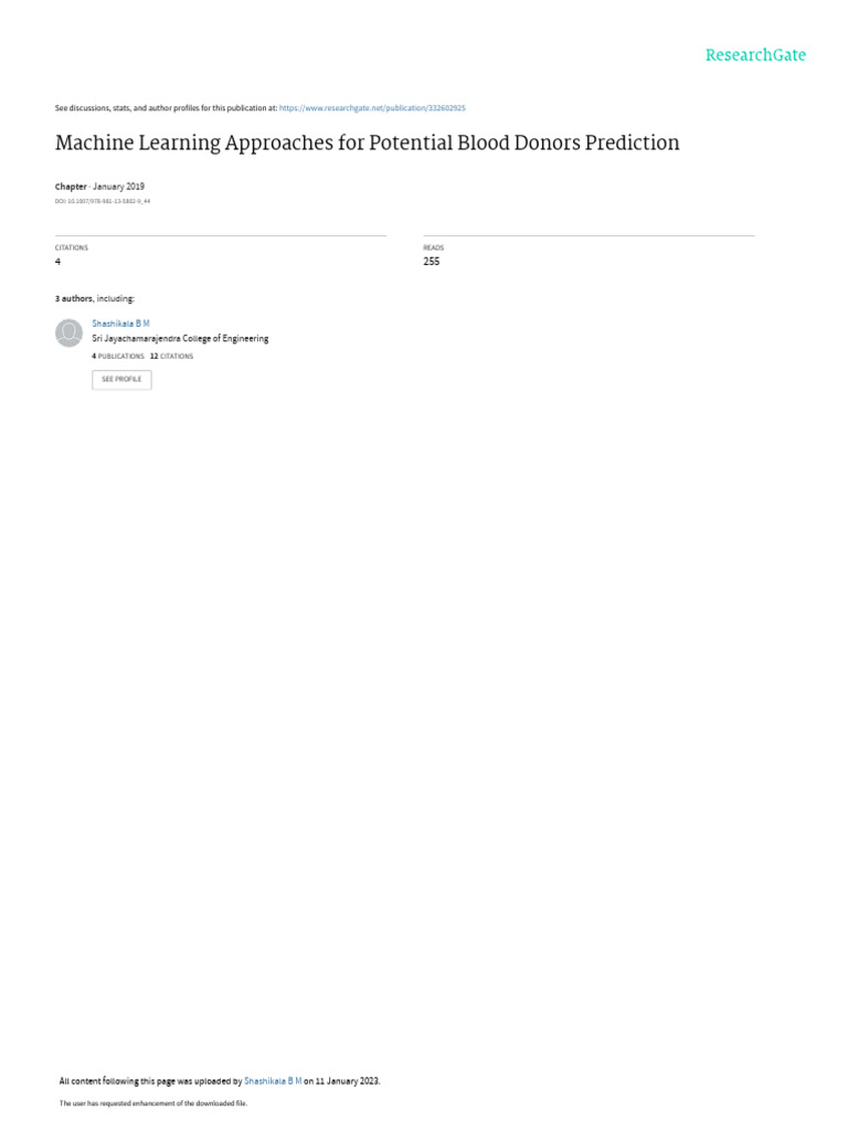 Machinelearning Approach For Predicting Blood Donors | PDF
