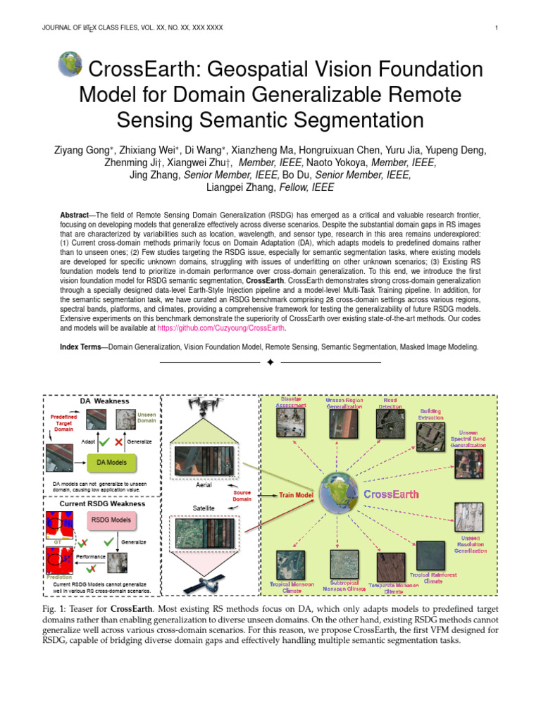 Crossearth: Geospatial Vision Foundation Model For Domain Generalizable Remote Sensing Semantic ...
