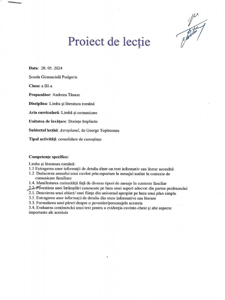 Proiect de Lectie 2 | PDF