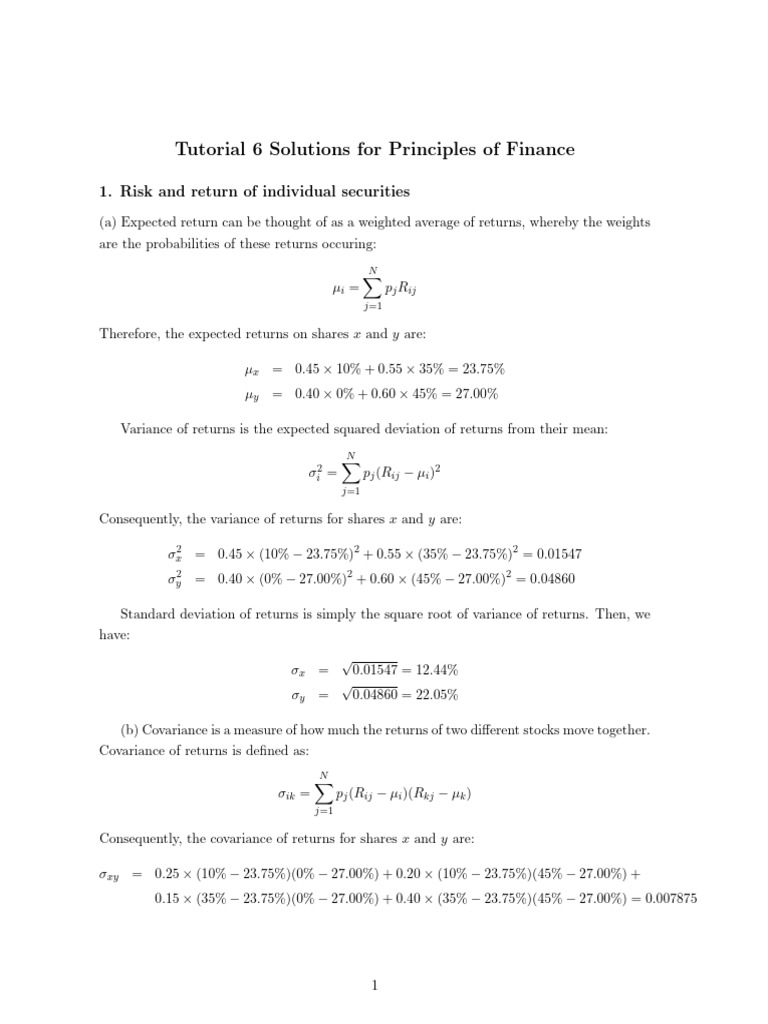 PoF Tutorial 6 Solutions | PDF | Capital Asset Pricing Model ...