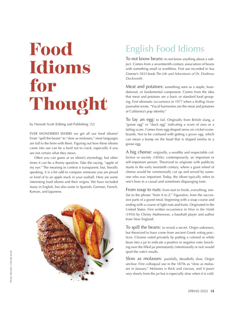 8 Food Idioms For Thought PDF | PDF | Idiom | Foods