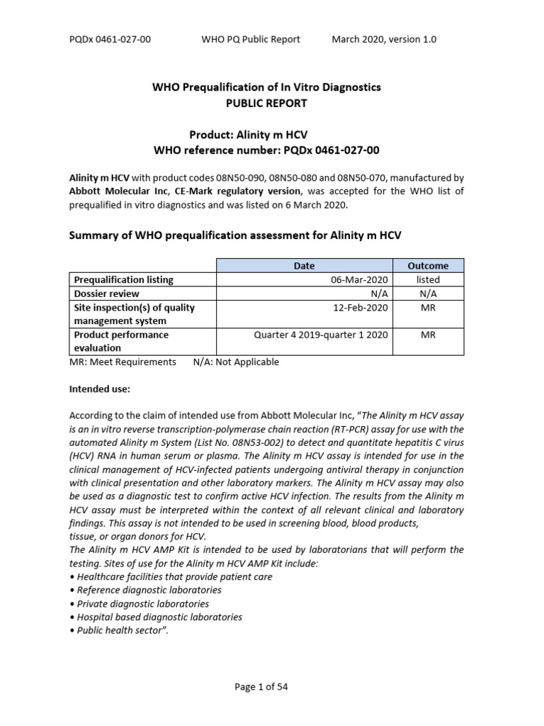 Abbott Molecular Inc, Alinity - M - HCV | PDF | Polymerase Chain ...