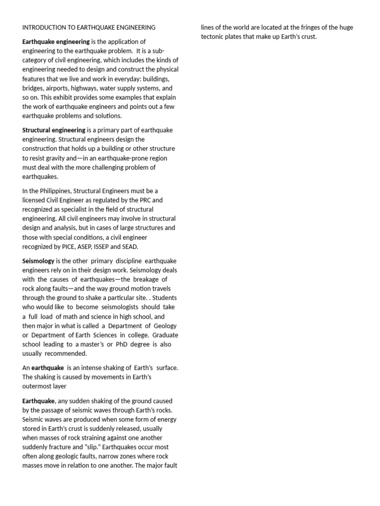 Introduction To Earthquake Engineering | PDF
