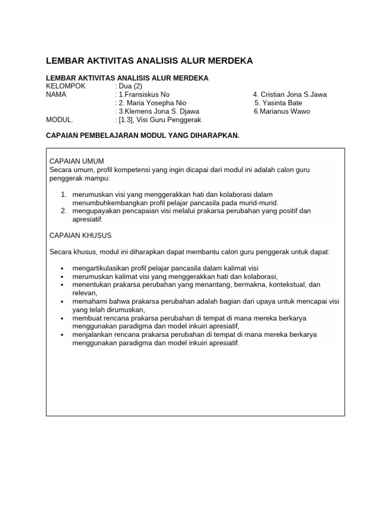 LEMBAR AKTIVITAS ANALISIS ALUR MERDEKA 1.3 | PDF